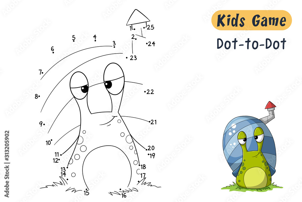 Connect the dots. Funny cartoon quiz for kids, with solution. Vector ...