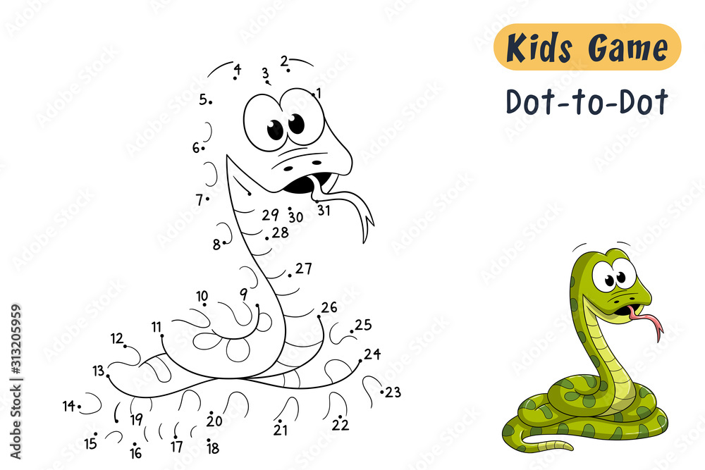 Connect the dots. Funny cartoon quiz for kids, with solution. Vector ...