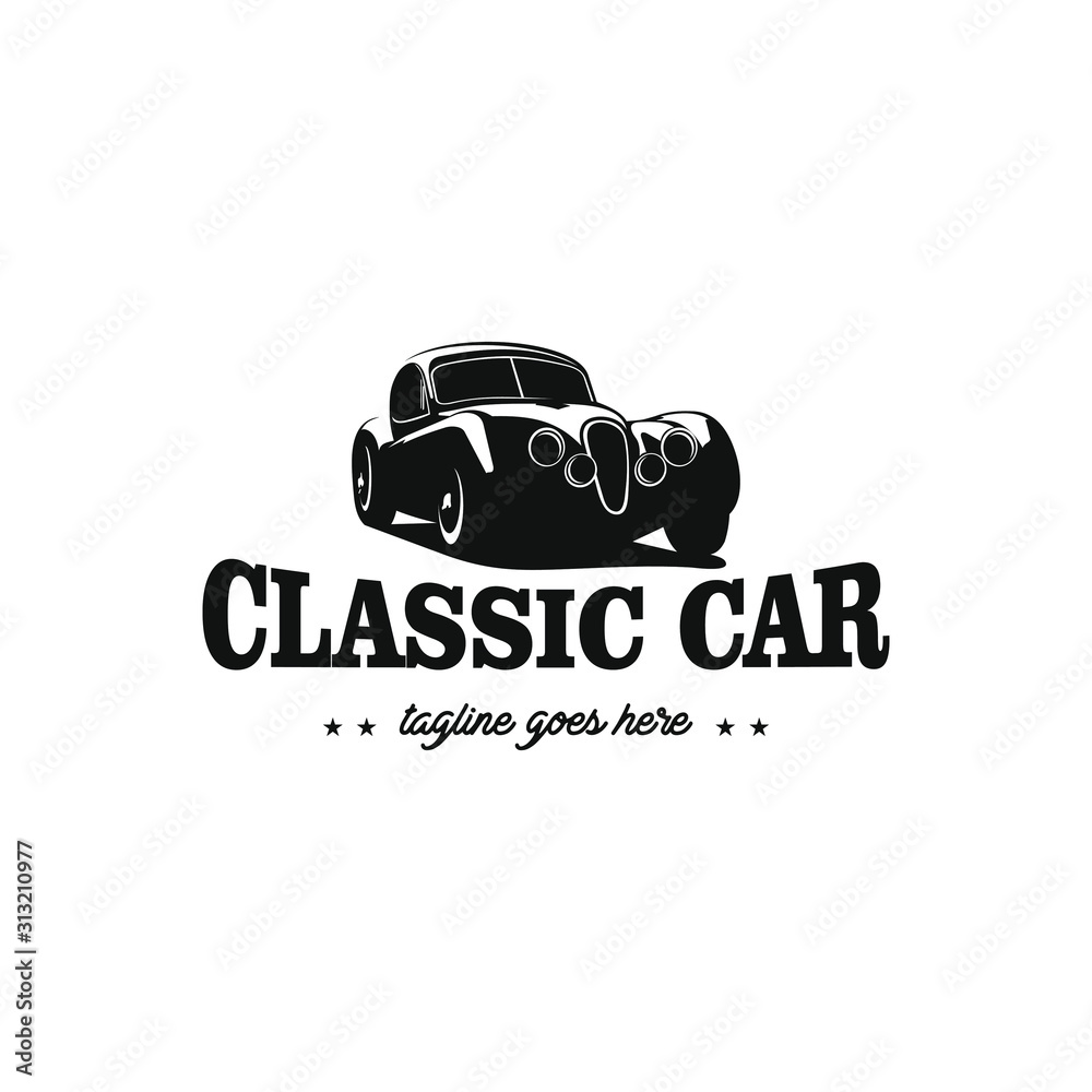 Classic car logo template, service car repair, car restoration and car ...
