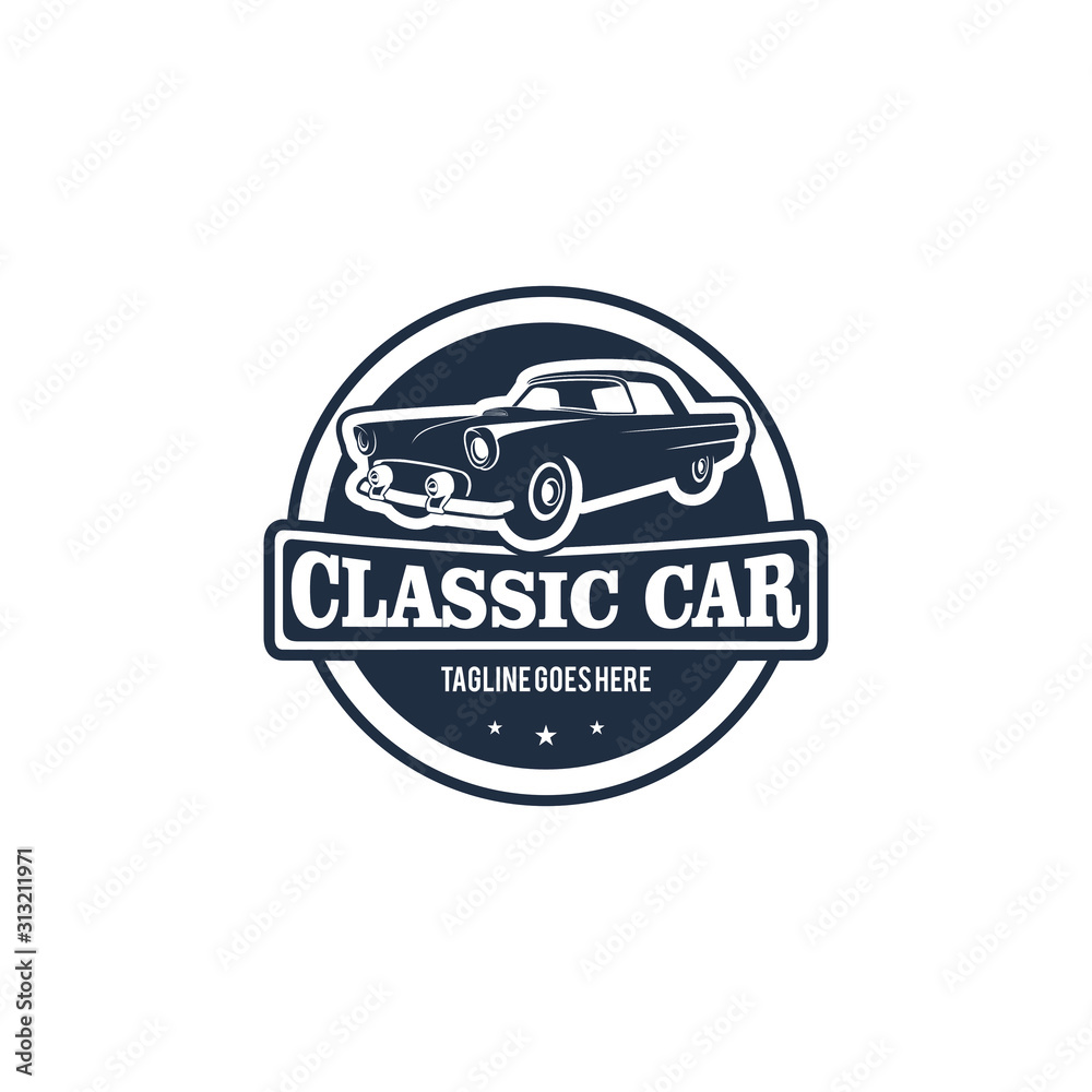 Classic car logo template, service car repair, car restoration and car ...