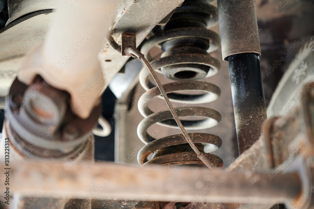 Car repair at a service station. Photo of spare parts and technical ...