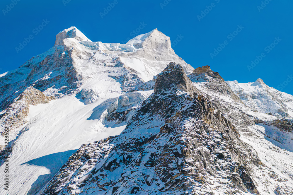 Gangotri National Sanctuary, Uttarakhand, India, aerial view of the ...