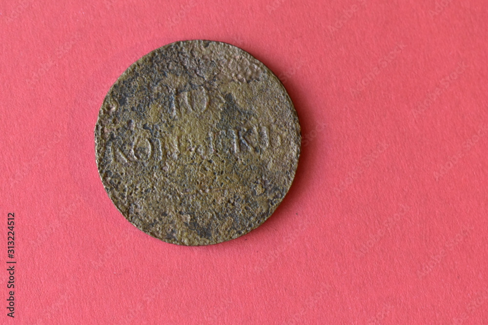 Vintage coins, tokens and badges close-up. Stock Photo | Adobe Stock