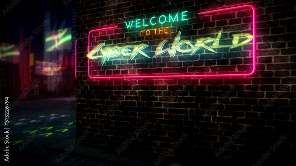Vidéo Stock Cyber world hologram and neon. Futuristic cyberpunk style ...