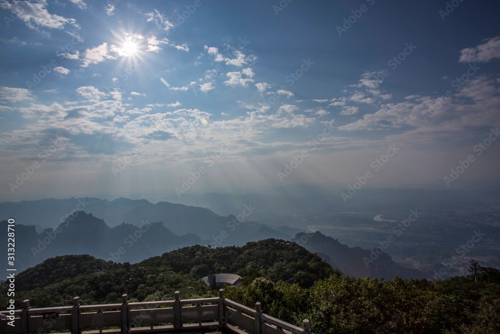 Tianmen Mountain Known as The Heaven`s Gate surrounded by the green ...