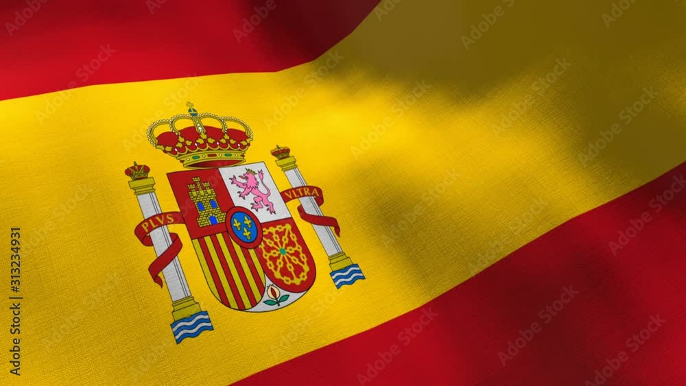 Spain waving flag. Seamless cgi animation highly detailed fabric ...