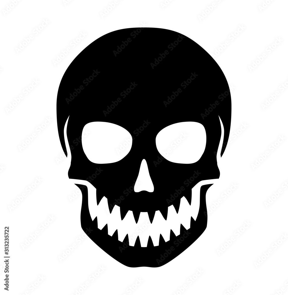 Evil human sharp teeth skull vector illustration Stock Vector | Adobe Stock