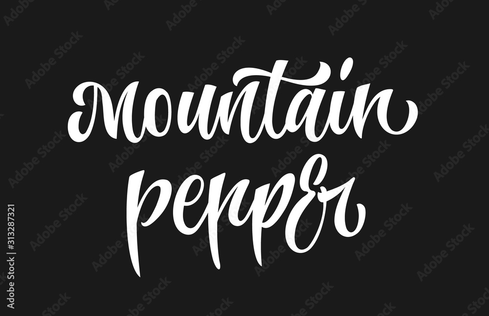 Mountain pepper - white colored hand drawn spice label. Isolated ...