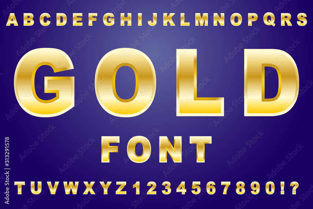Vector design element of gold font numbers and typography english ...