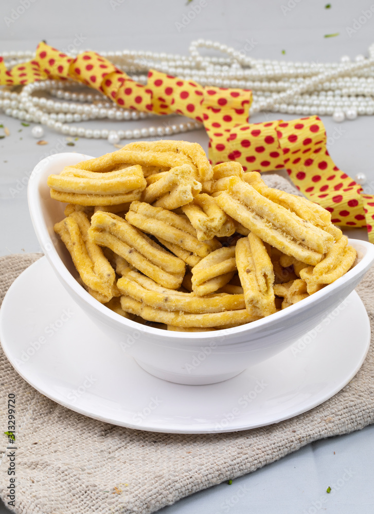 Indian Traditional Popular Gujarati Snack Ghatiya Also Know as Ganthiya ...