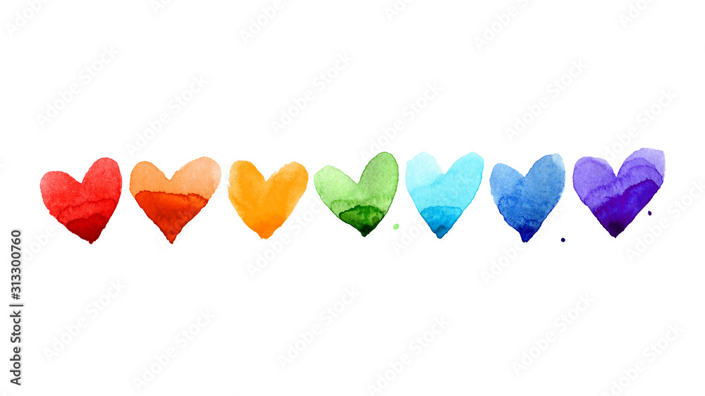 Watercolor heart set. Beautiful Valentine's day. For holiday, postcard ...