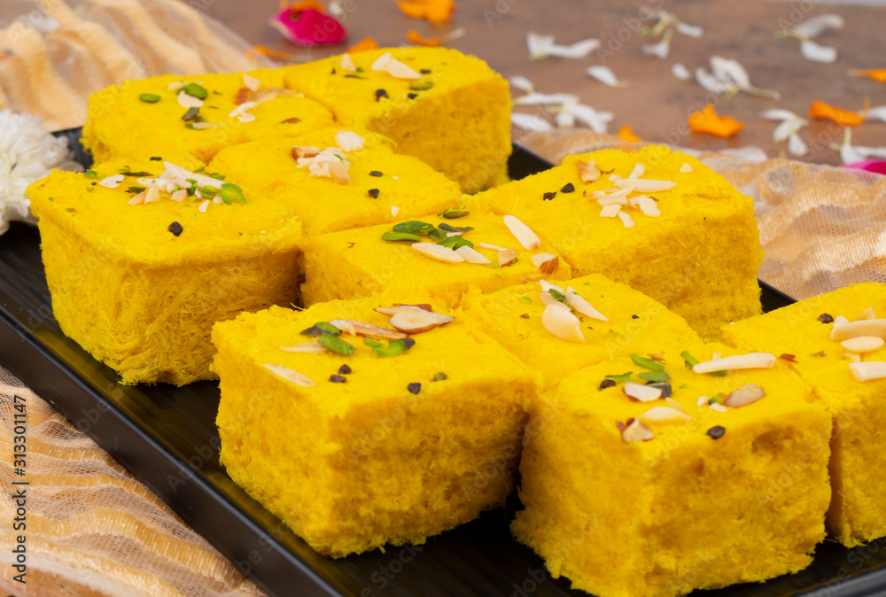 Indian Special Traditional Sweet Food Soan Papdi Also Know as Son Roll ...