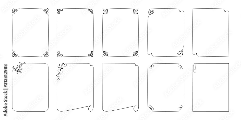 Set of frames from lines. For postcards and pages of sites. Vector ...