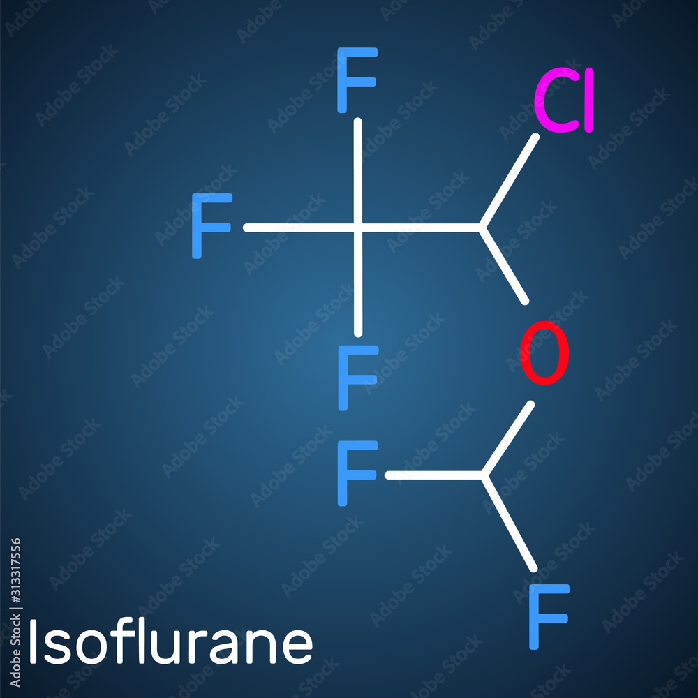 Isoflurane molecule, is inhalation anesthetic used for general ...