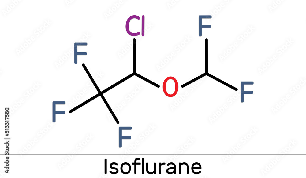 Isoflurane molecule, is inhalation anesthetic used for general ...