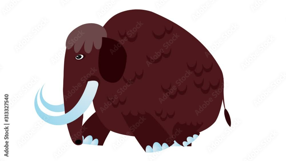 Cartoon mammoth walking cycle. Alpha matte included. Cute 2d flat hand ...
