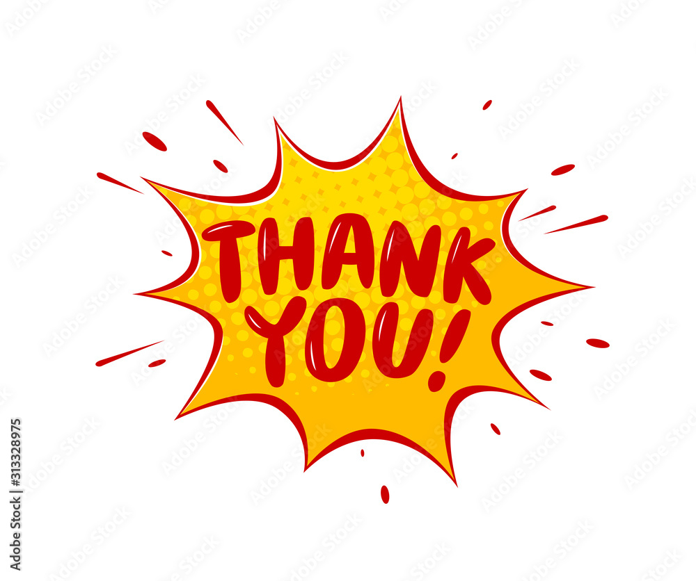 Explosion bubble Thank You. Pop art retro comic style. Cartoon vector ...