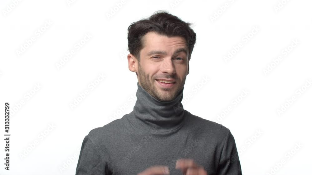 You got this, well done. Slow-motion handsome confident male with ...