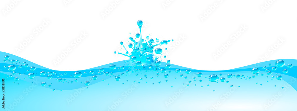 Water wave background with splash. Blue color background. Stock Vector ...