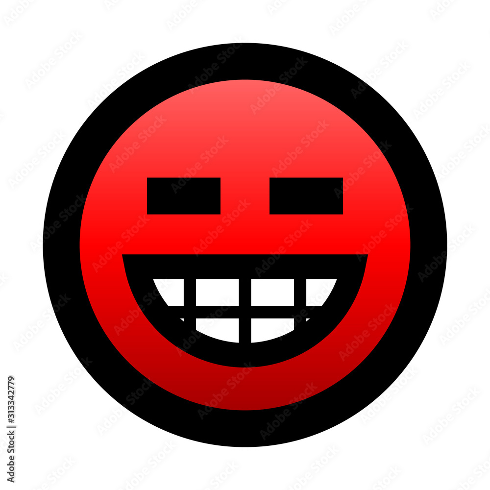 Smiley - big green laugh - black outline, red gradient theme - vector ...