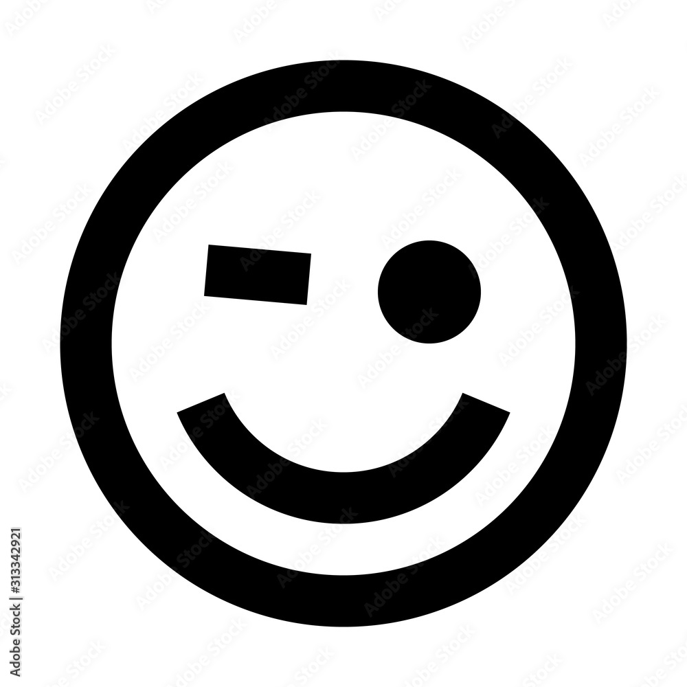 Smiley - winking - black outline theme - vector Stock Vector | Adobe Stock