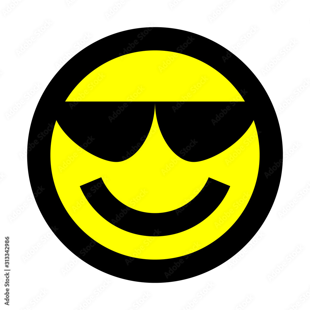 Smiley - cool - black outline, yellow theme - vector Stock Vector ...