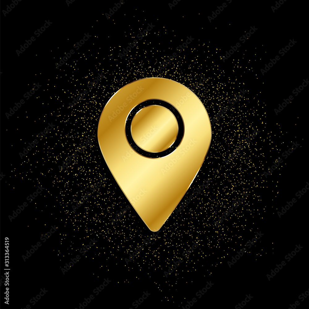Location, pin gold, icon. Vector illustration of golden particle Stock ...
