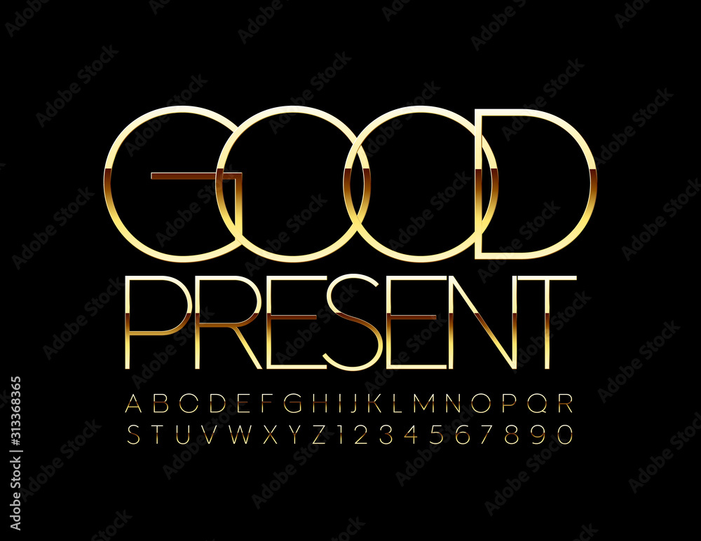 Vector premium Sign Good Present. Slim Golden Font. Chic Alphabet ...