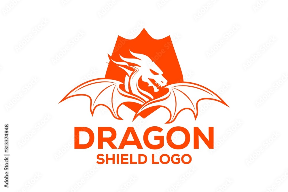 Dragon Shield Logo Icon, Dragon Logo Template, Dragon logo Vector ...
