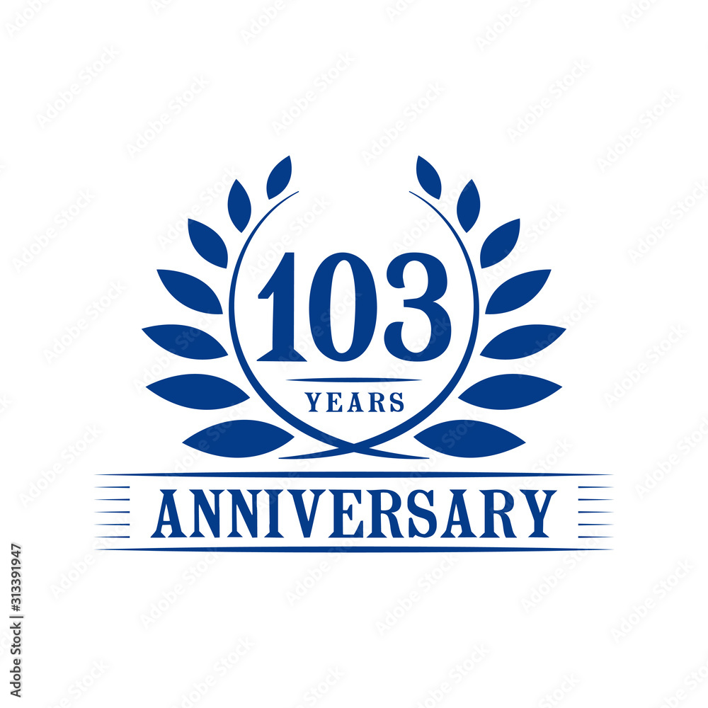 103 years logo design template. One hundred third anniversary vector ...