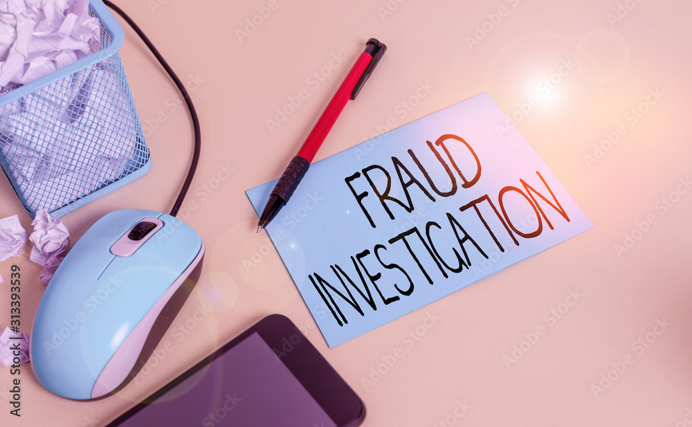 Foto de Conceptual hand writing showing Fraud Investigation. Concept ...