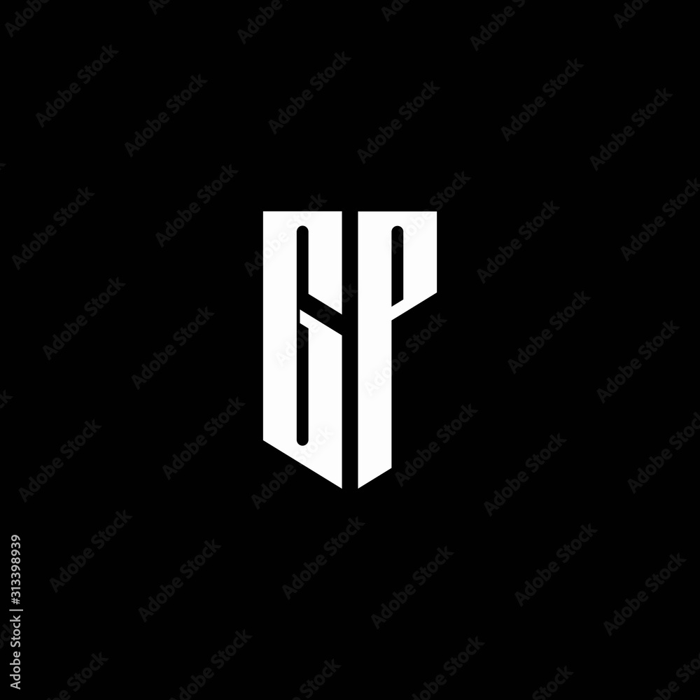 GP logo monogram with emblem style isolated on black background Stock ...