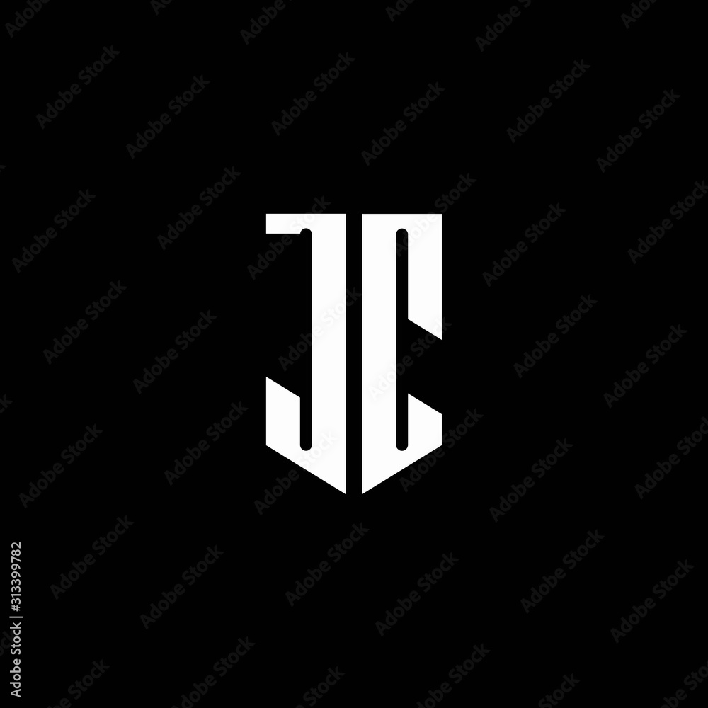 JC logo monogram with emblem style isolated on black background Stock ...