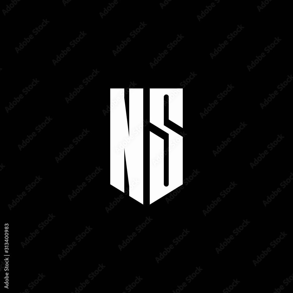NS logo monogram with emblem style isolated on black background Stock ...