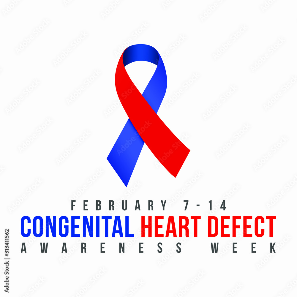 Vector illustration on the theme of Congenital Heart Defect Awareness week from February 7th to ...