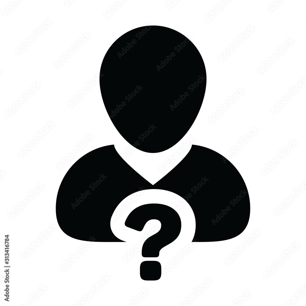 Communication icon vector question mark with male user person profile ...