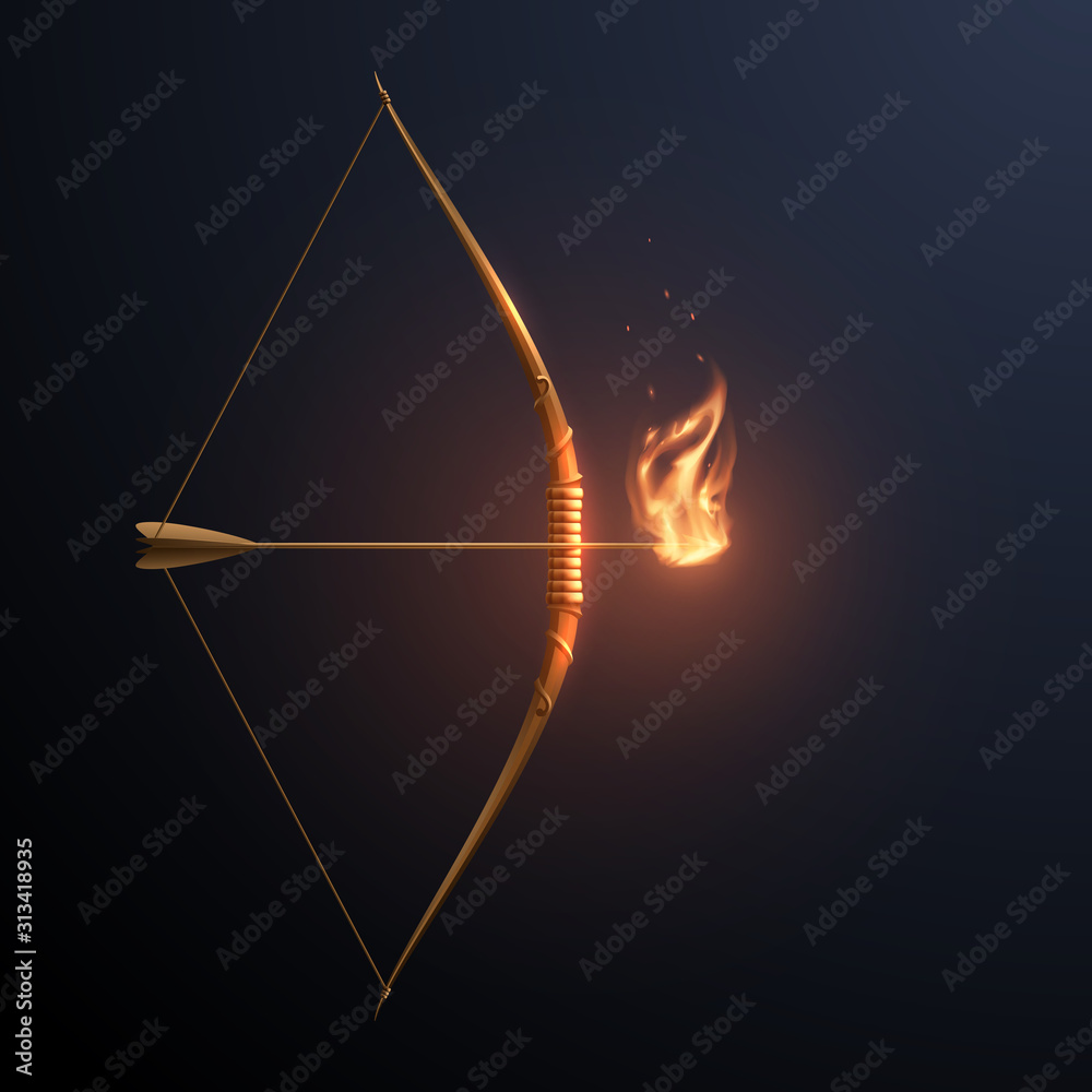 Bow And Arrow With Fire