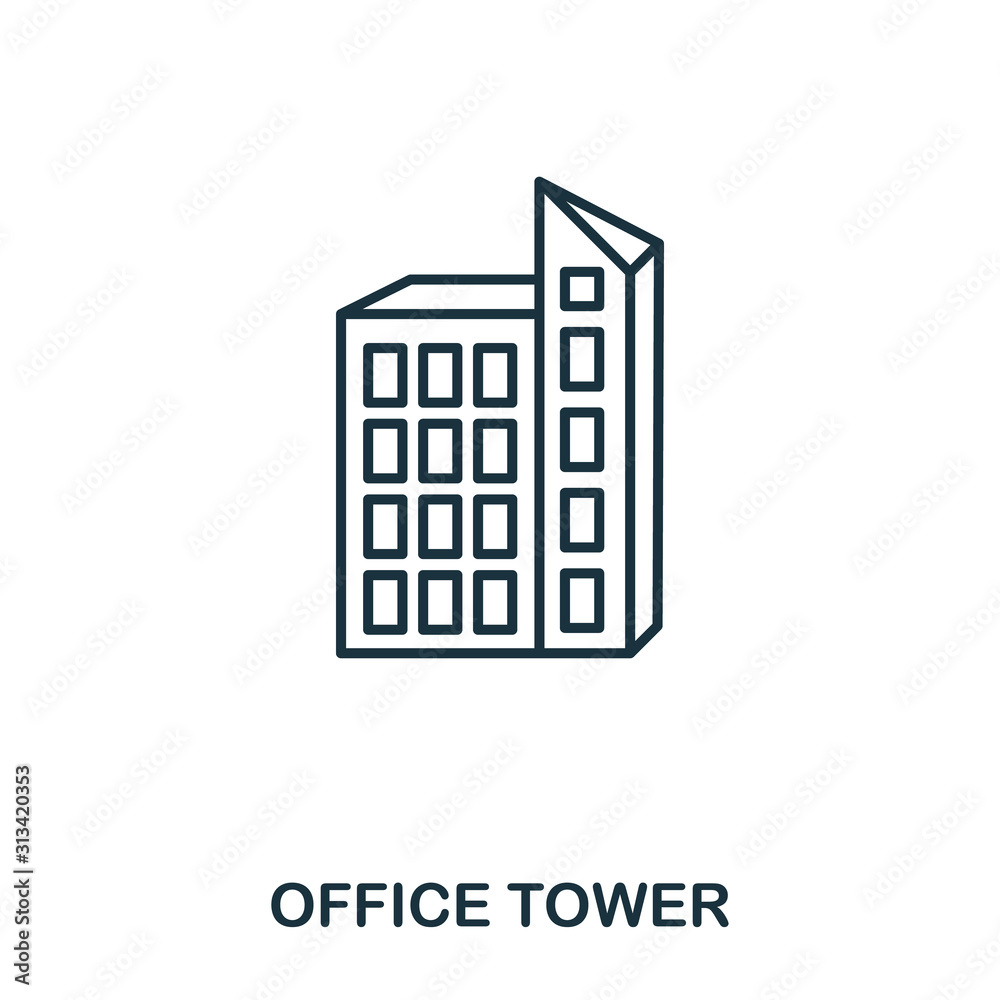 Office Tower line icon. Thin design style from office tools icon ...