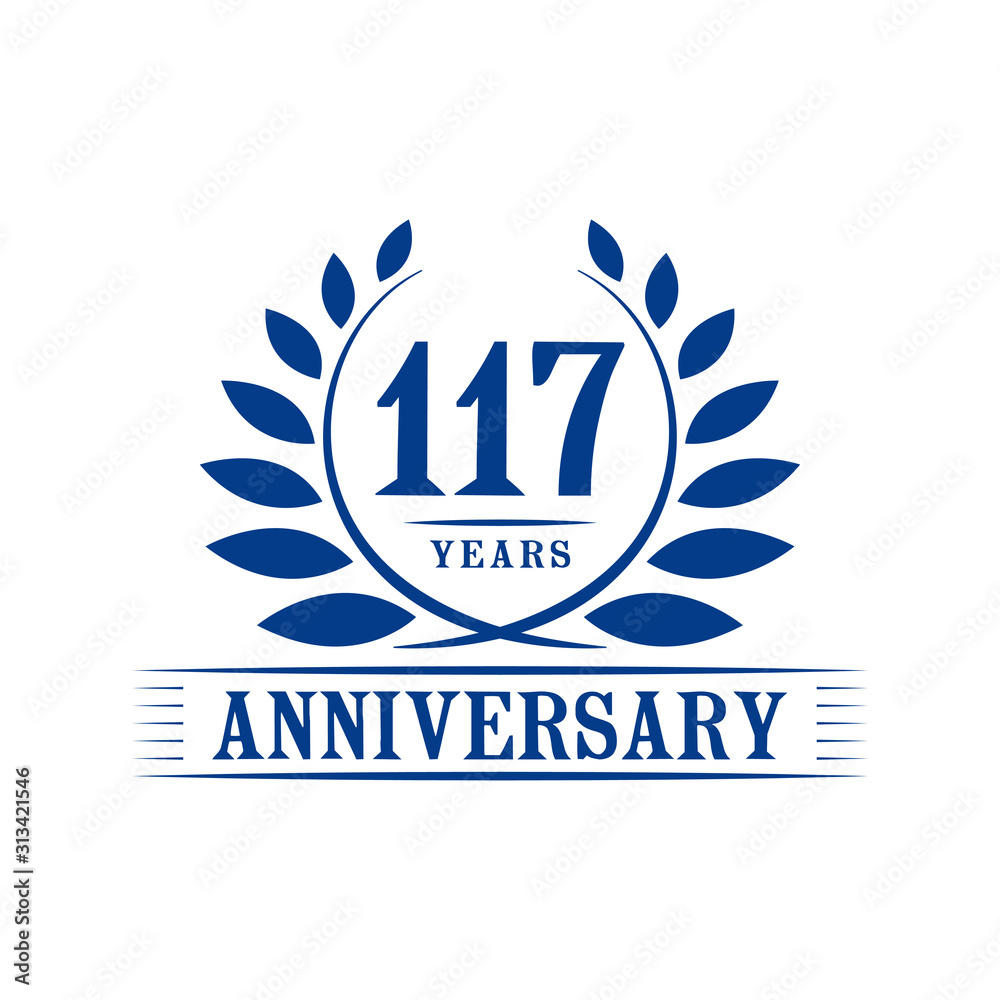 117 years logo design template. One hundred seventeenth anniversary ...