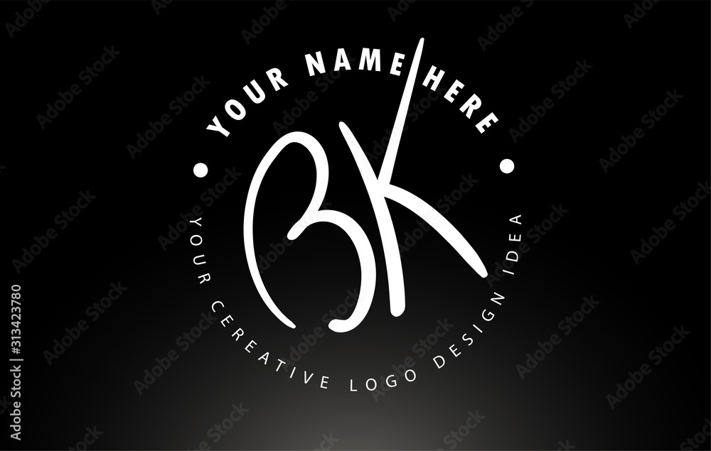BK Handwritten Letters Logo Design with Circular Letter Pattern ...