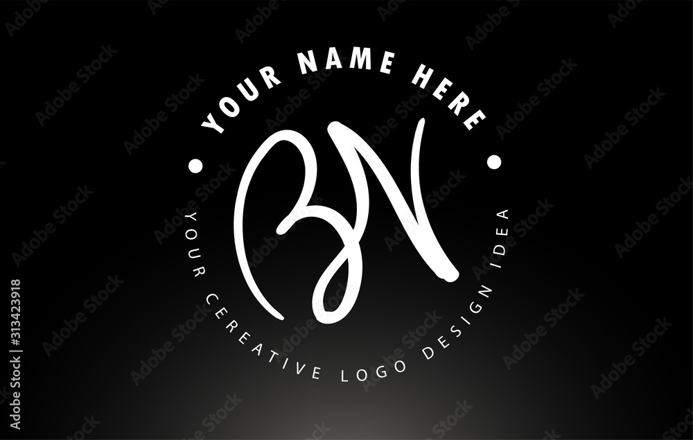 BN Handwritten Letters Logo Design with Circular Letter Pattern ...