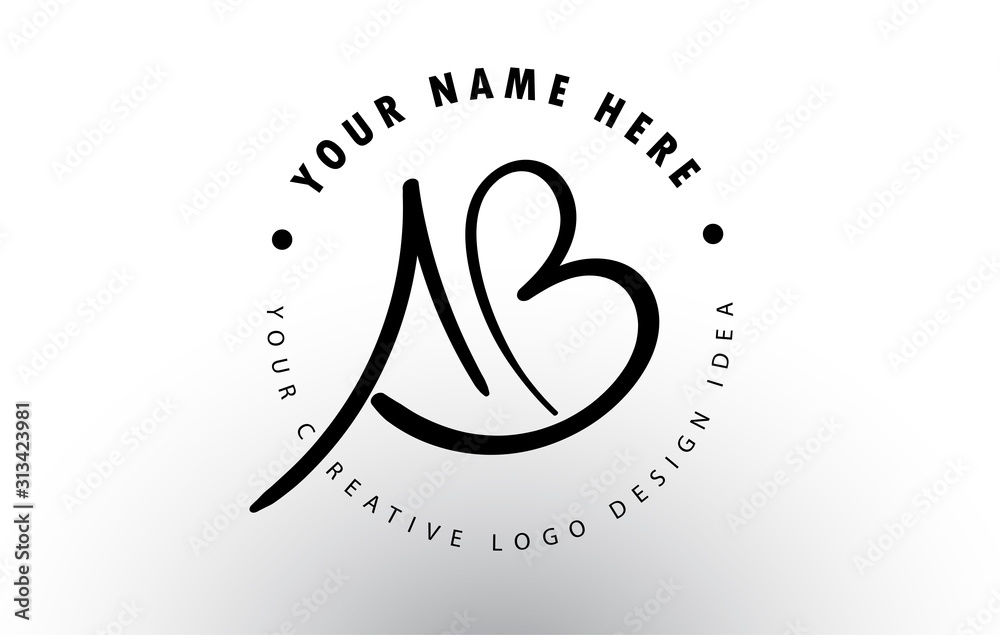 AB Handwritten Letters Logo Design with Circular Letter Pattern ...