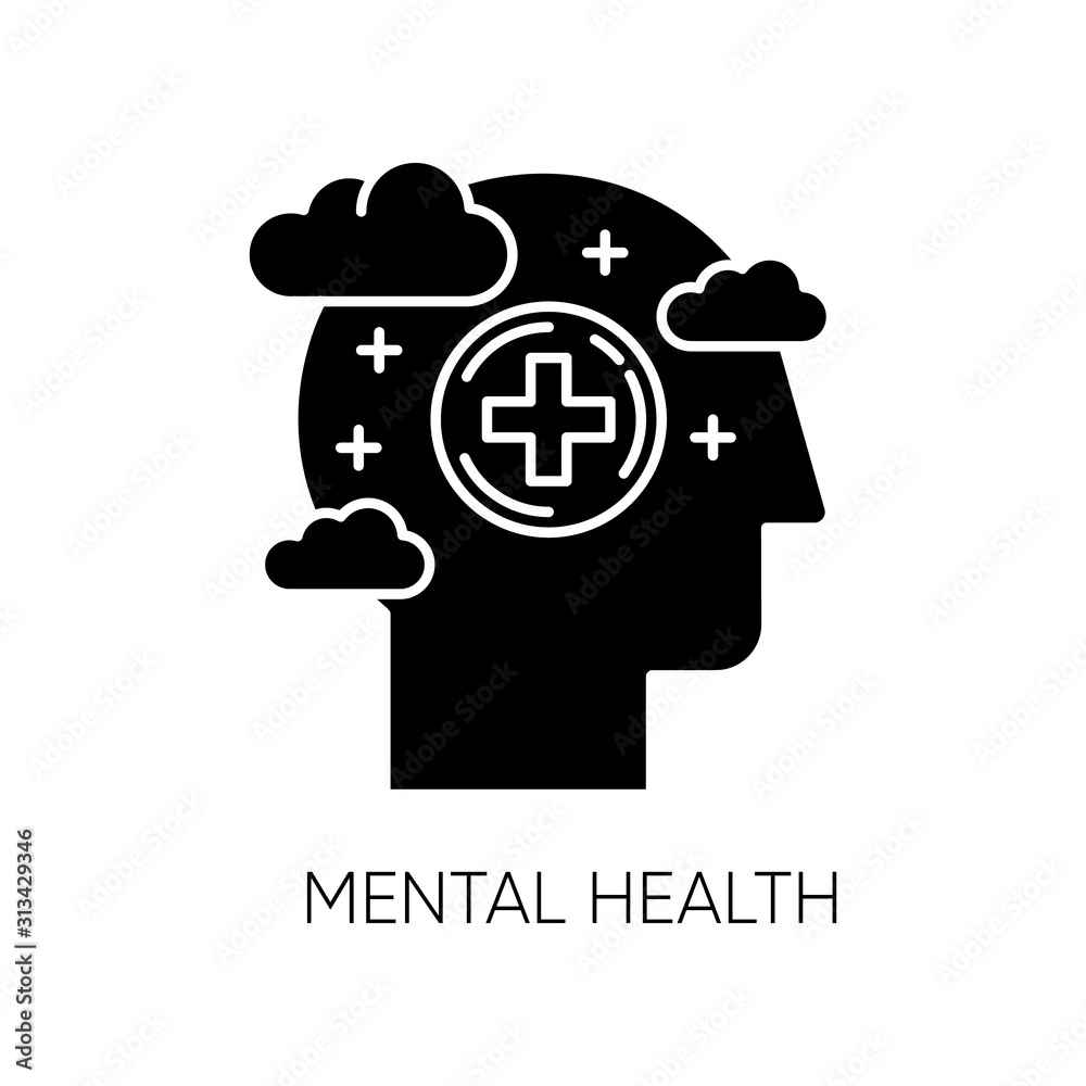 Mental health glyph icon. Emotional wellness. Treatment and ...