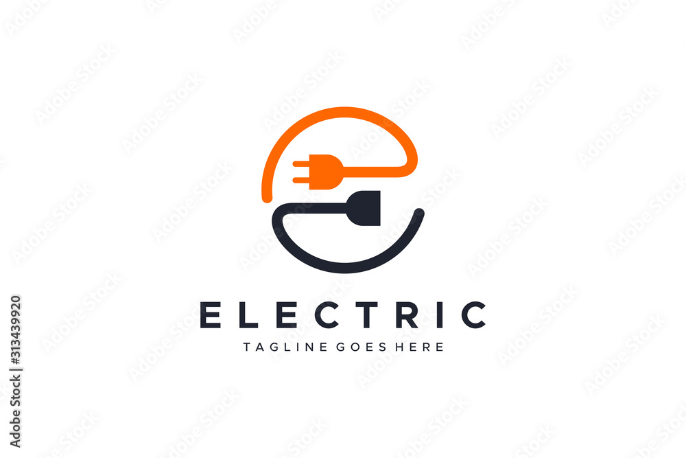 Abstract Letter E Electricity Logo. Flat Vector Logo Design Template ...