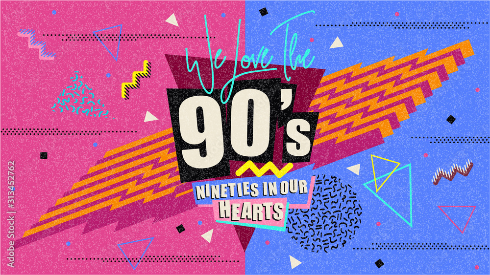 90s and 80s poster. Retro style textures and alphabet mix. Aesthetic ...