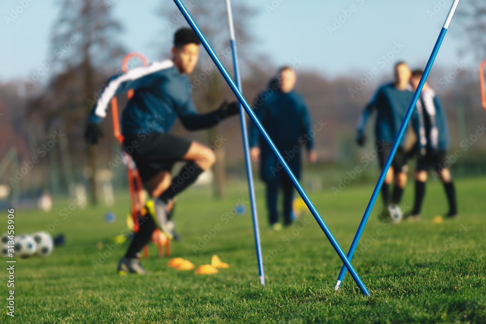 Football soccer training session for junior level athletes. Boys ...