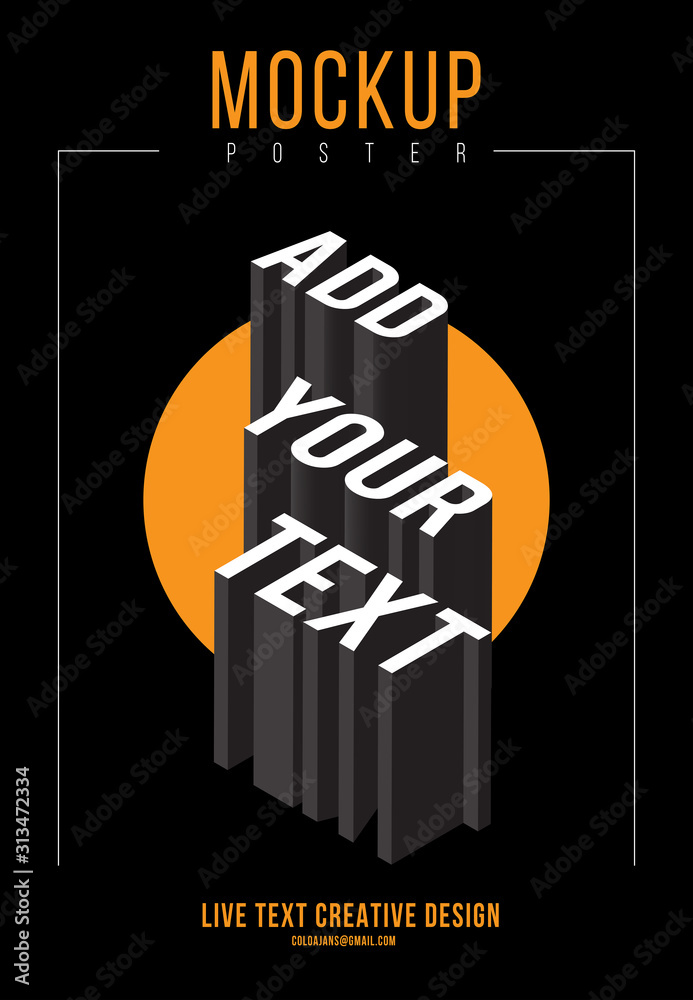 Modern poster design template 3D Text Effect Mockup /full editable text ...