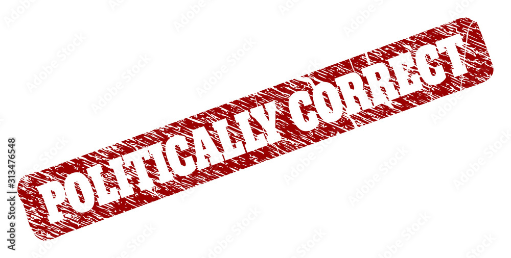 POLITICALLY CORRECT Red Rounded Rough Rectangular Watermark with ...