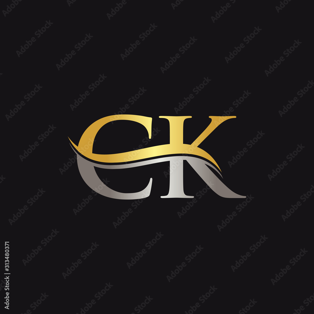 Initial Gold And Silver letter CK Logo Design with black Background. CK ...