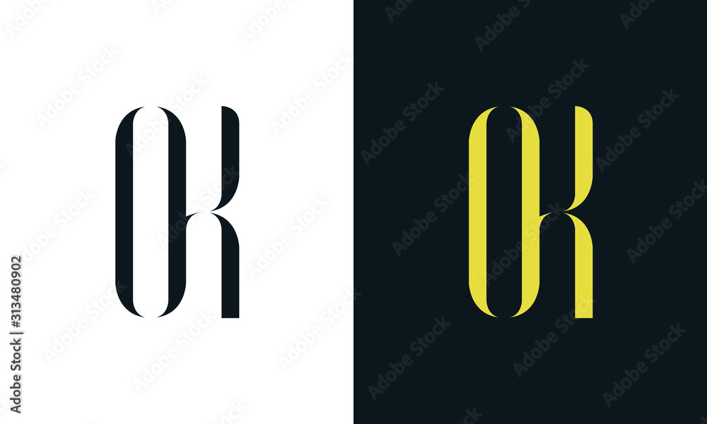 Vektorová grafika „Abstract line art letter OK logo. This logo icon ...